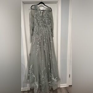 Dresses | Elegant Silver Embellished Gown | Poshmark